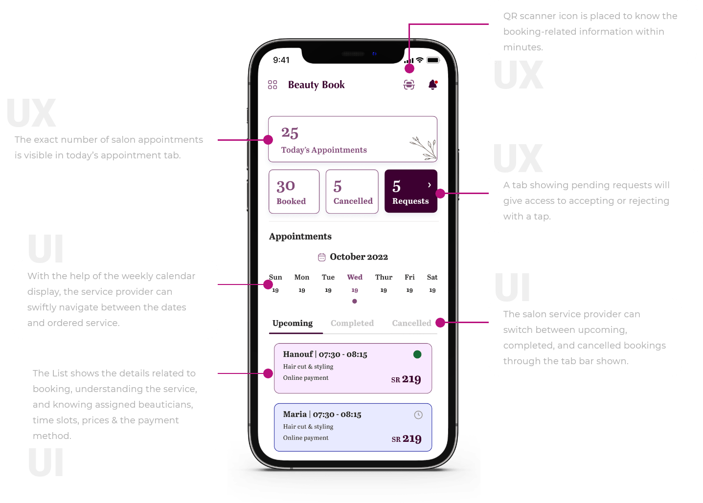 Salon Booking App UI/UX Design | aPurple