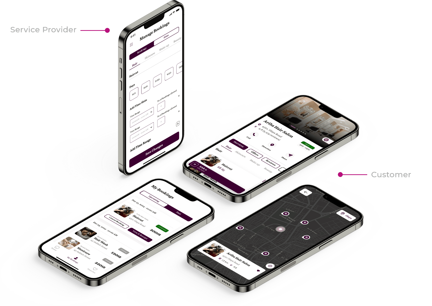 Salon Booking App UI/UX Design | aPurple